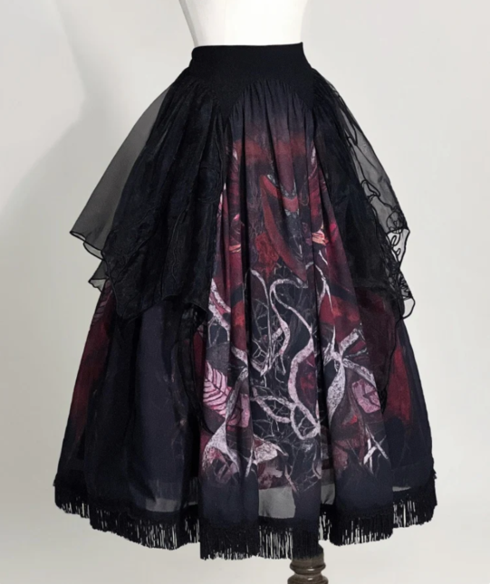 "Tonight" Black Dragon Tea Length SK - Skirts - Lace Market: Lolita ...
