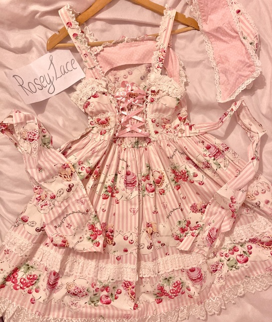 BtSSB Sweet Fruit a la Mode Print Ribbon Tart JSK in pink - Jumperskirt ...