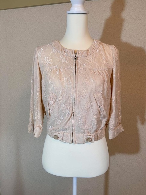 Gran Vino - short lace ribbon jacket in blush pink - Jackets - Kei ...