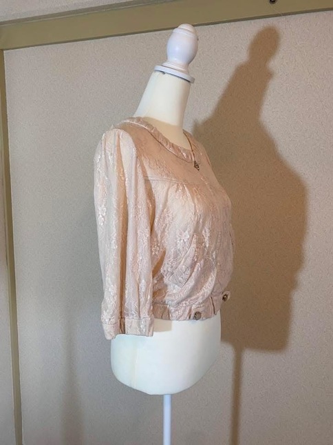 Gran Vino - short lace ribbon jacket in blush pink - Jackets - Kei ...