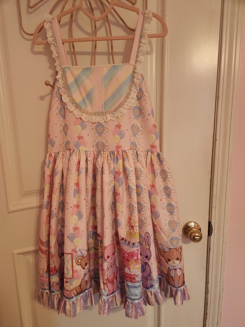 Teddy's Birthday Party Sweet Teddy and Bunny Prints Lolita Dress JSK ...