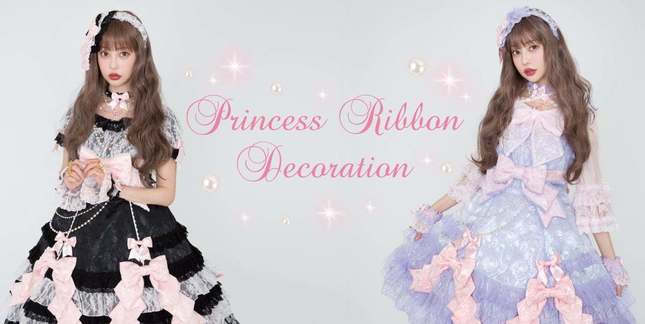 BNWT Angelic Pretty Princess Ribbon Decoration OP + choker + headband ...