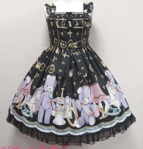 Angelic Pretty Charlotte's Bear JSK in Black - Dresses - Lace Market ...