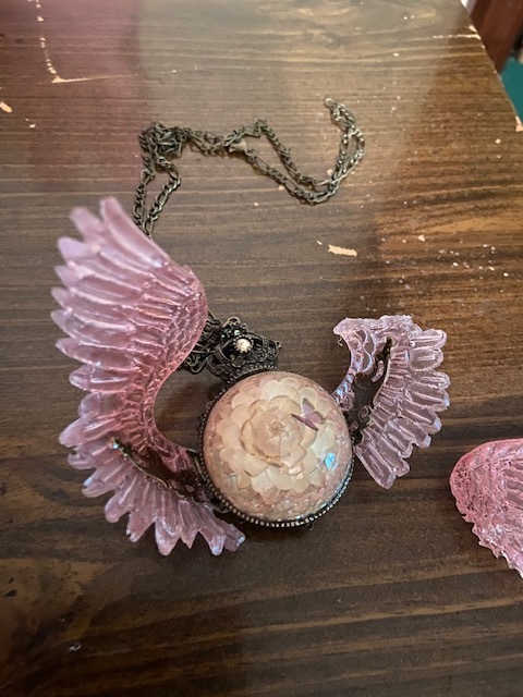 Balsamic Moon Pink Angel Resin necklace DAMAGED/BROKEN - Necklaces ...