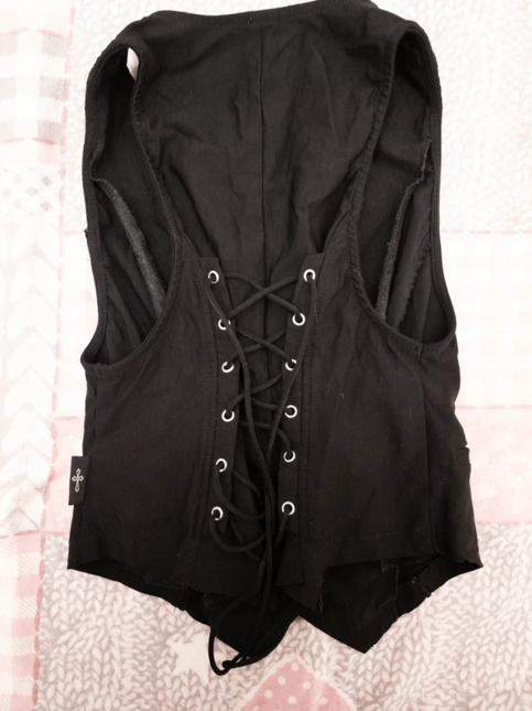 Black Ozz Croce Vest with adjustable Corset Lacing (Ozz On Japan ...