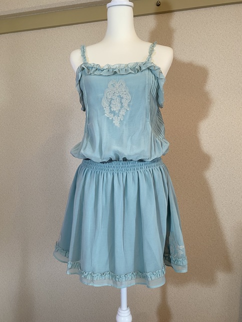 Mercuryduo - mint green embroidered chiffon mini dress - Dresses - Kei ...