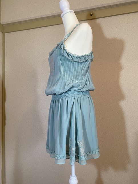 Mercuryduo - mint green embroidered chiffon mini dress - Dresses - Kei ...