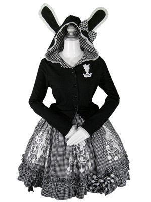 Maxicimam Sweets Pooche Print Gingham Rabbit Ear Parka - Cardigans ...