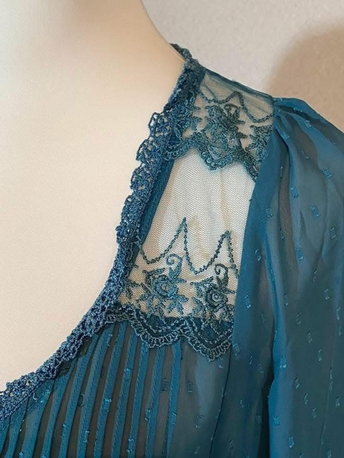 Jp. off brand - dark teal green lacy chiffon cardigan / over dress ...