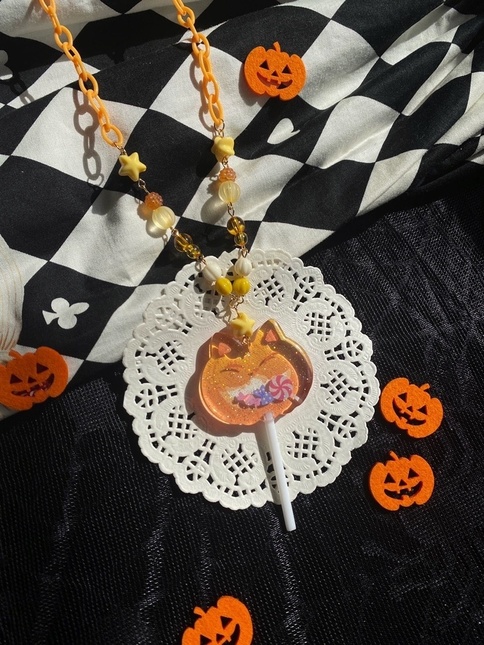 Pumpkin Cat Lollipop Necklace﻿ - Jewelry - Lace Market: Lolita Fashion ...