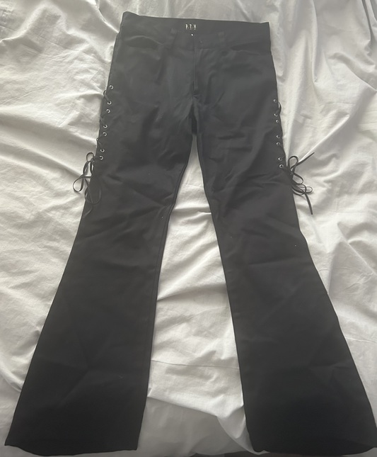 Black Peace Now- Black flares with lace detail on side- Size M - Pants ...