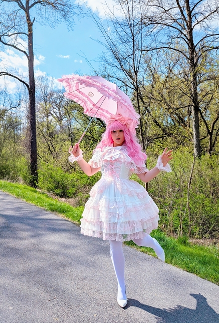 White Sugar Girl white x pink JSK with Cape - free USA shipping ...