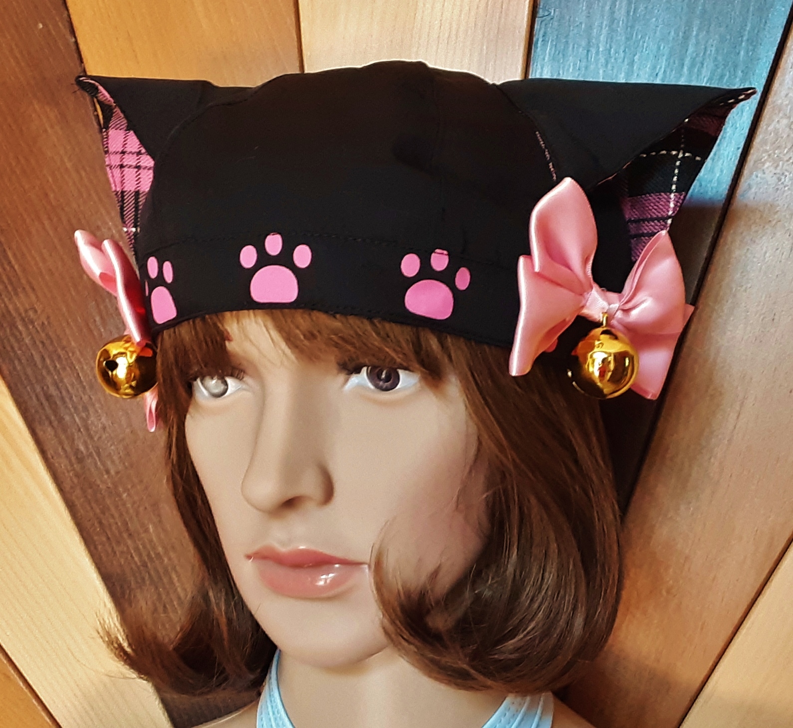 Bodyline Black and Pink Tartan Cat Ears Hat NWOT - Hair Accessories ...