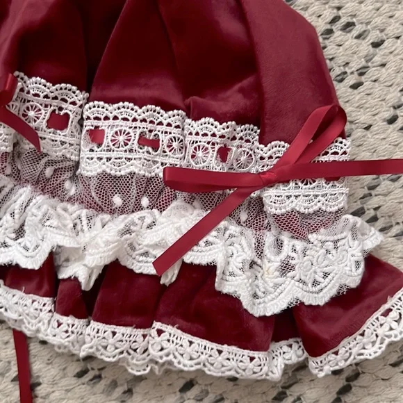 NEW Rococo Classic Lolita Velvet Bonnet Burgundy x white - Hair ...