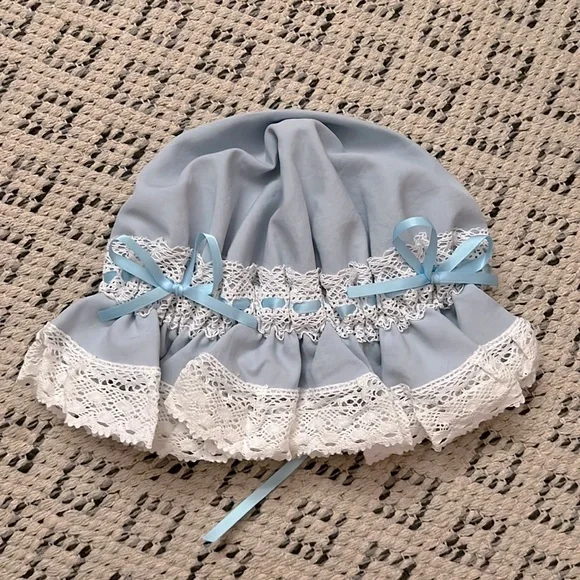NEW Rococo Classic Lolita Bonnet Dusty Blue x White - Hair Accessories ...