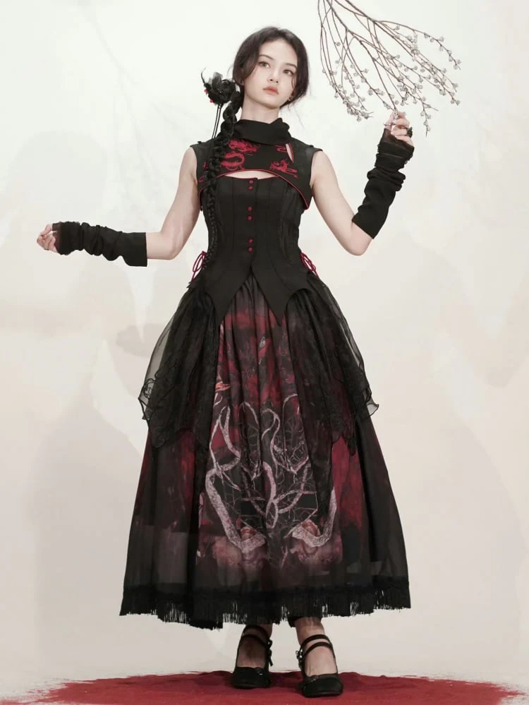 "Tonight" Black Dragon Tea Length SK - Skirts - Lace Market: Lolita ...