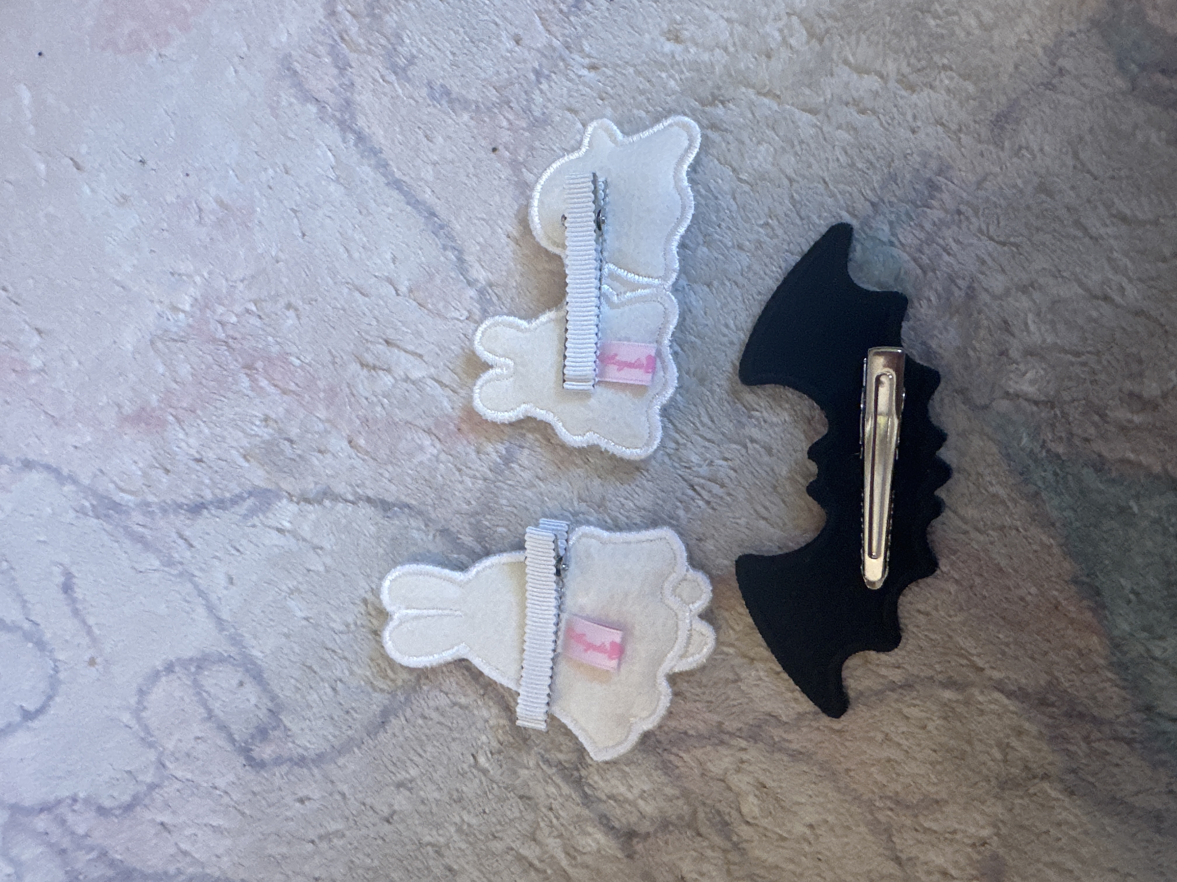 AP ~ Set of Three Halloween Bat + Ghost Bunny Patch Clips - Hair ...