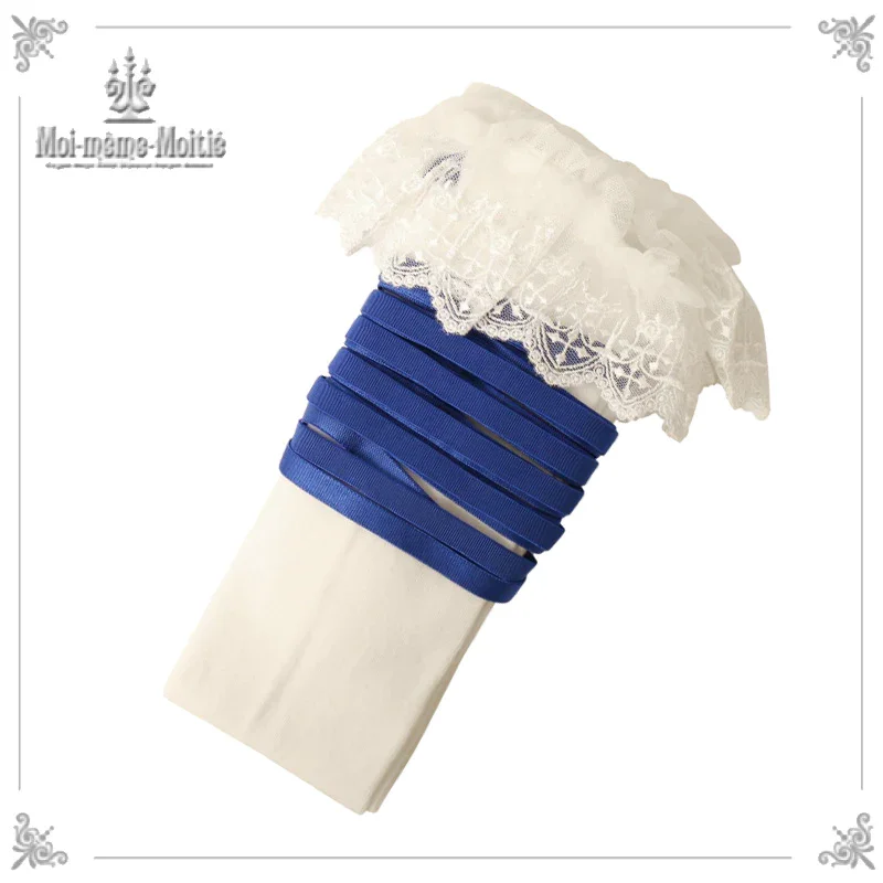 MmM - Cross Arch Lace Ribbon OTKs (2023) (white x blue) - Socks and ...