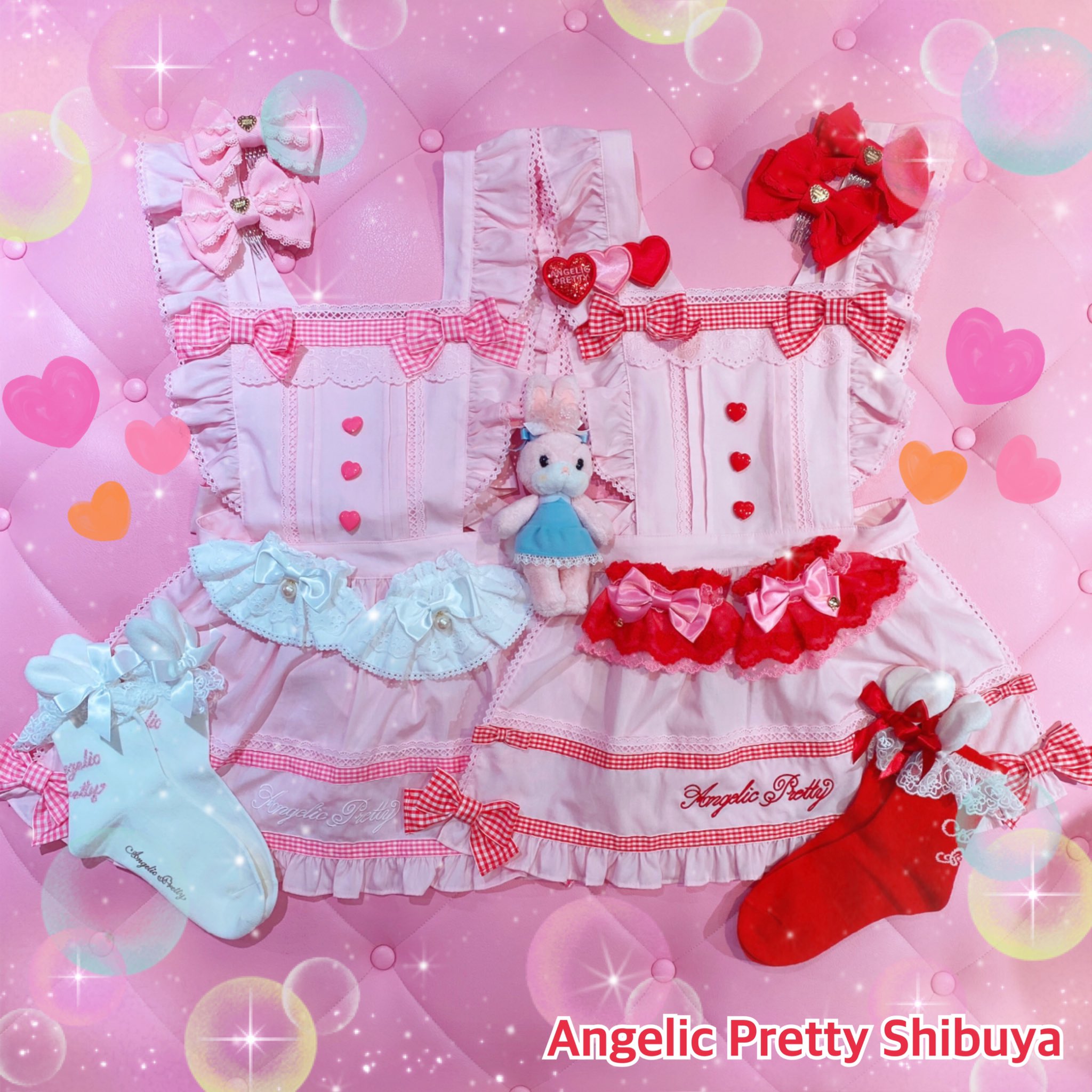 Angelic Pretty Fancy Ribbon Apron in Pink x Red - Other Accessories ...