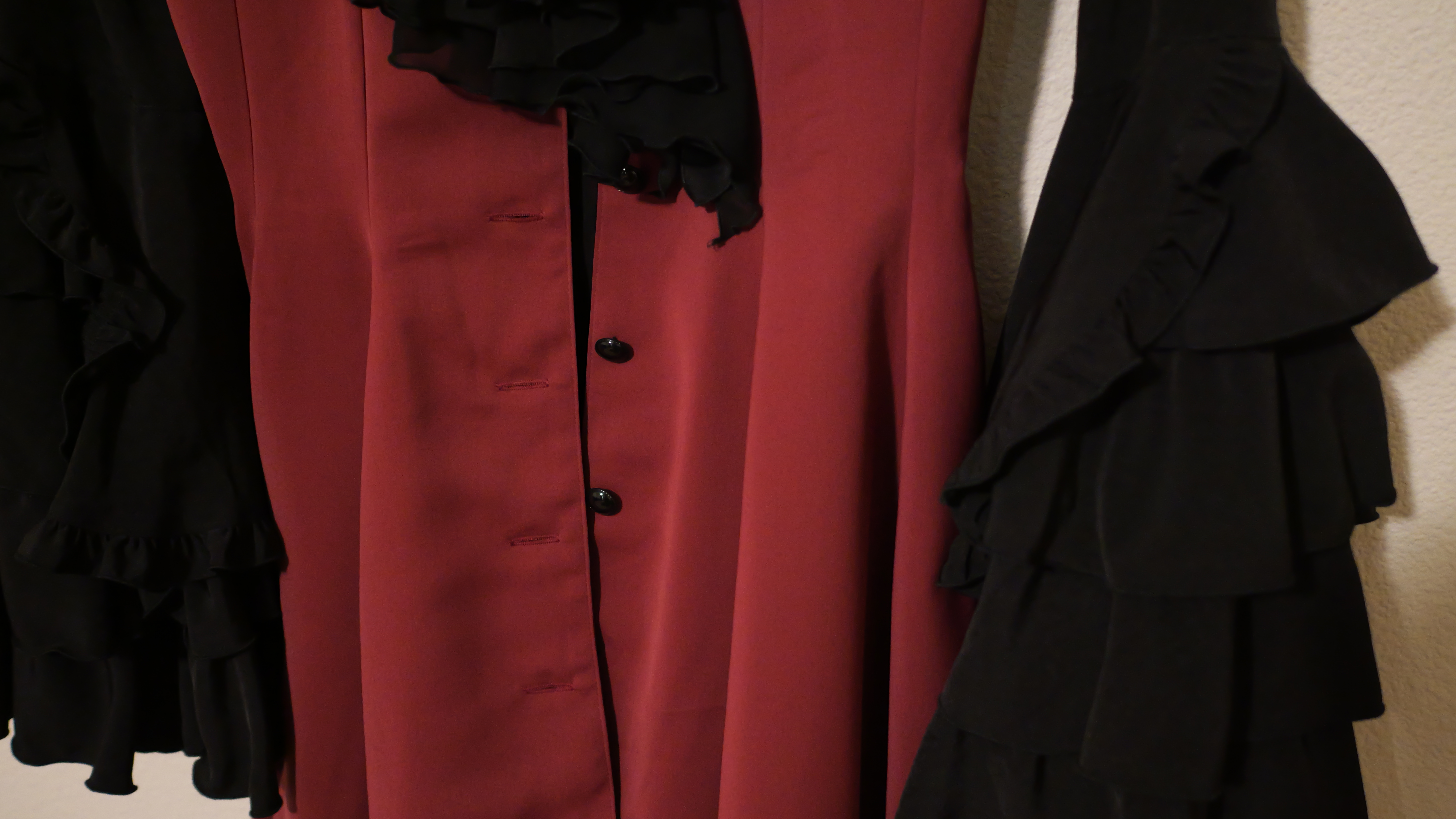 Marble Gothic Elegance Blouse OP with Drape Tie and Fishtail in Red and ...