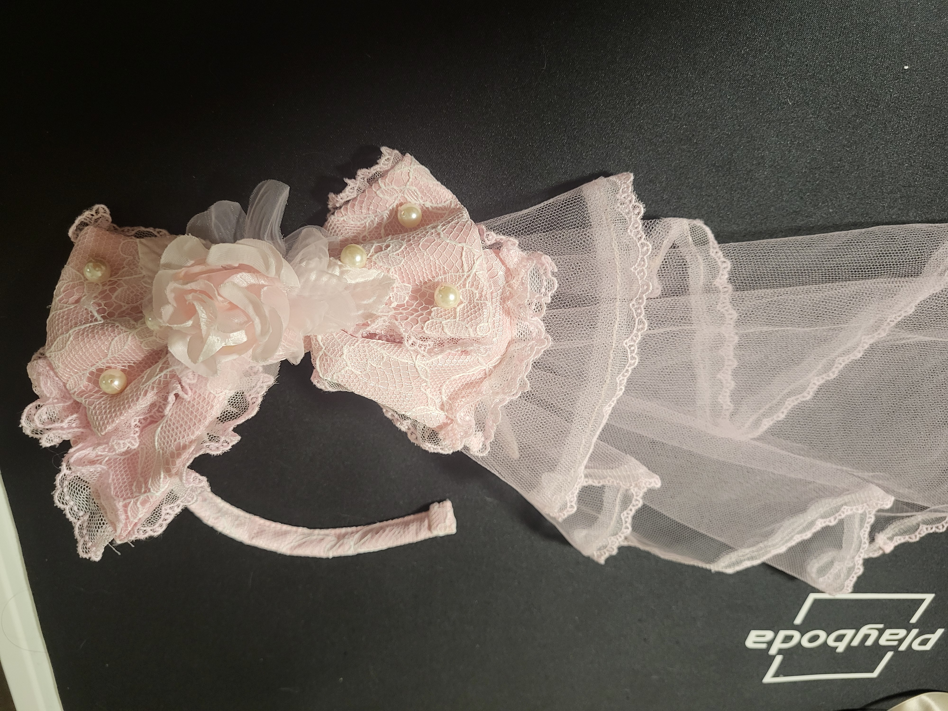 Angelic Pretty AP hime style pink lace bow headband headdress with veil ...