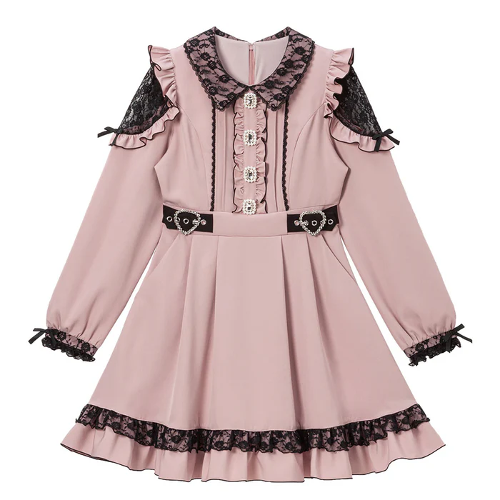 DearmyLove - Sparkling Bejeweled Lace Layered Frill Dress - Dresses ...