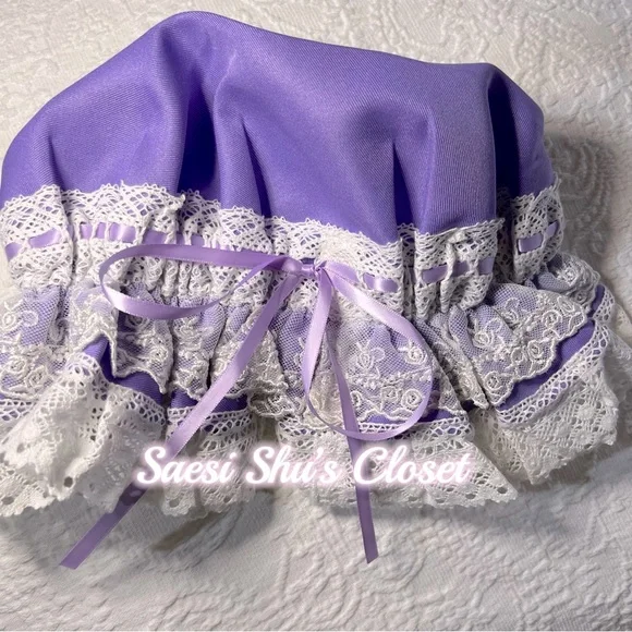 NWT Rococo Classic Lolita Ribbon Lace Bonnet Lavender x White (2 ...