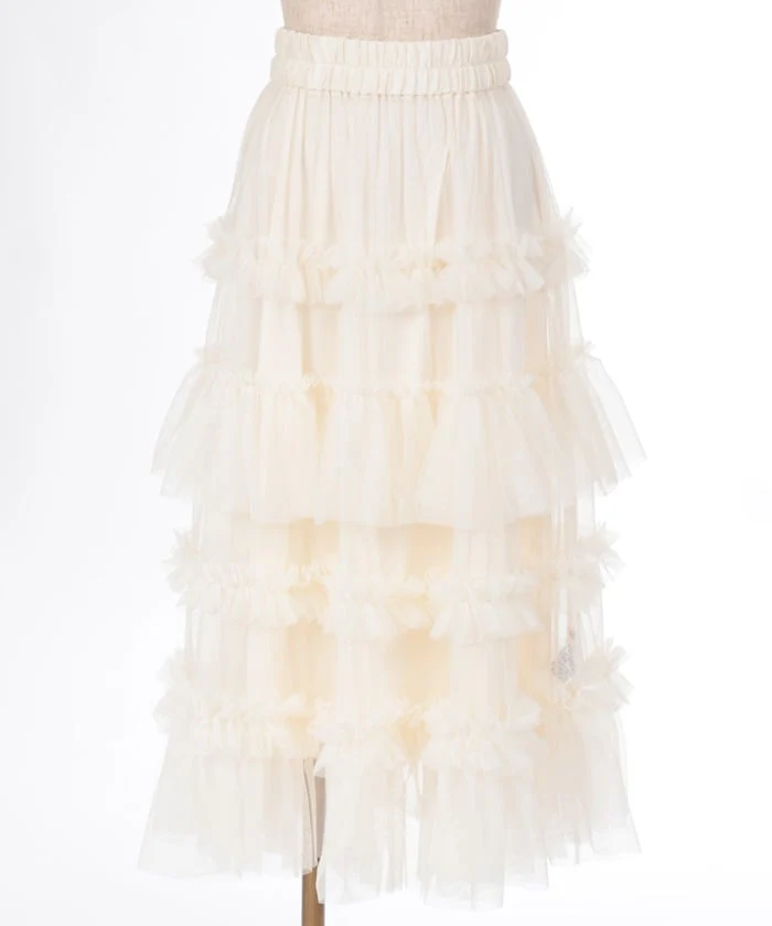Axes Femme Cream Frill Tulle Tiered Skirt - Skirts - Kei Market: Buy and Sell Japanese Fashion ...